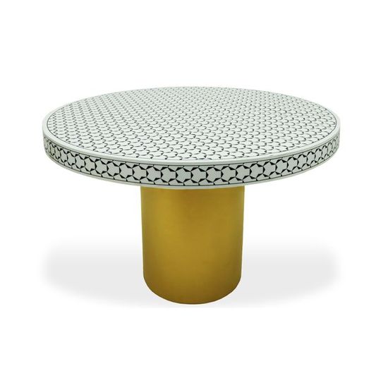 Table ronde contemporaine Viliana - MENZZO - Ø100cm - Motif géométrique ...
