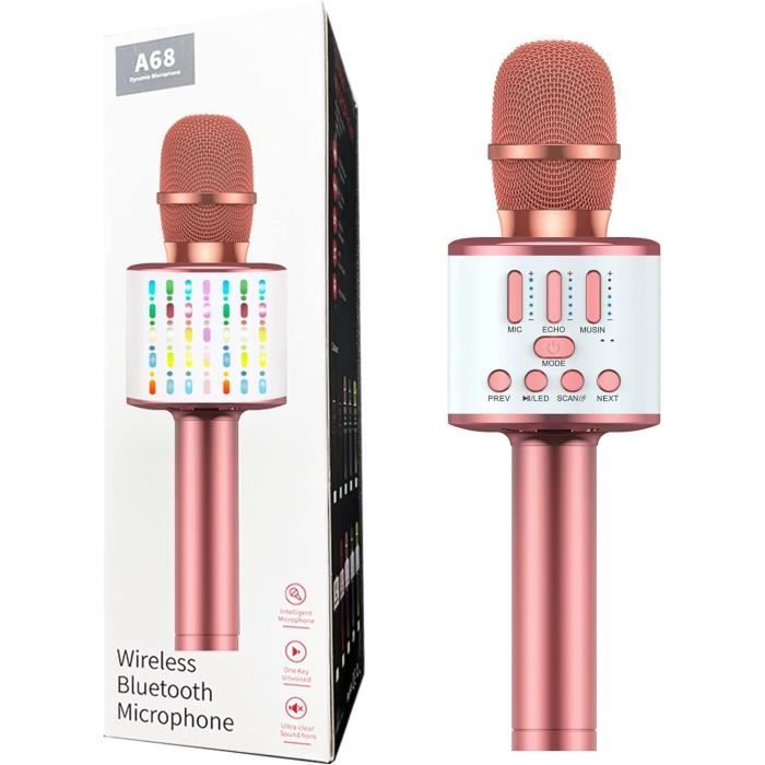 Microphone sans Fil Karaoké, Bluetooth Micro Enfant avec Lumières LED de Danse,Haut-Parleur ...