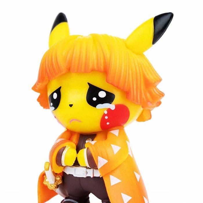 Réaliste Demon Slayer Pikachu Cos Agatsuma Zenitsu Statue Figurine ...