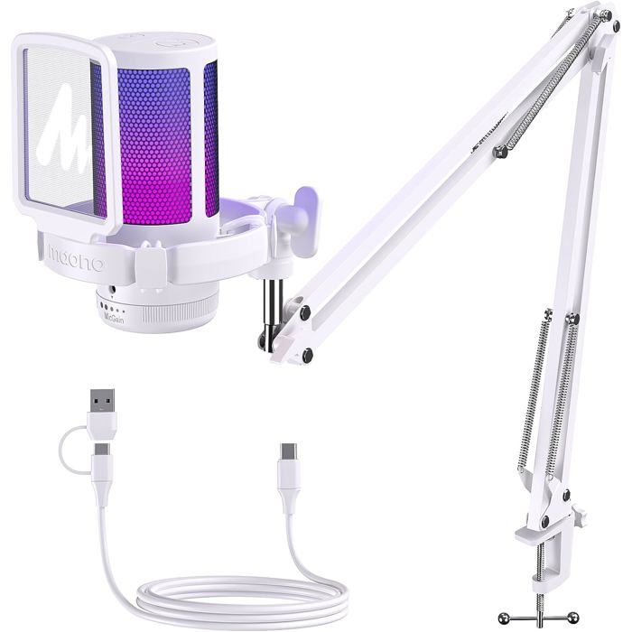 Usb Micro Gaming，Rgb Condensateur Microphone Avec Réduction Du Bruit ...