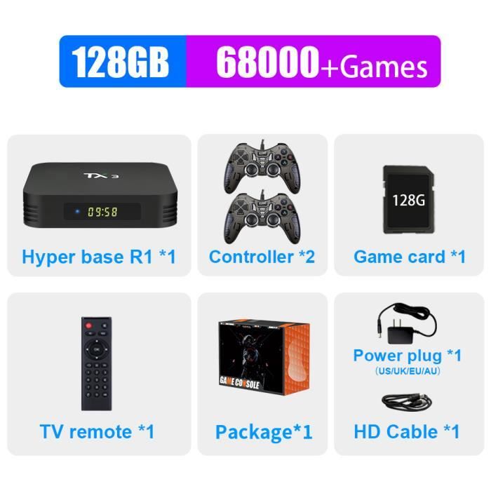 R1-128G-218-2 - Dean-Consoles de jeux vidéo, 4K HD, 110000 jeux rétro ...