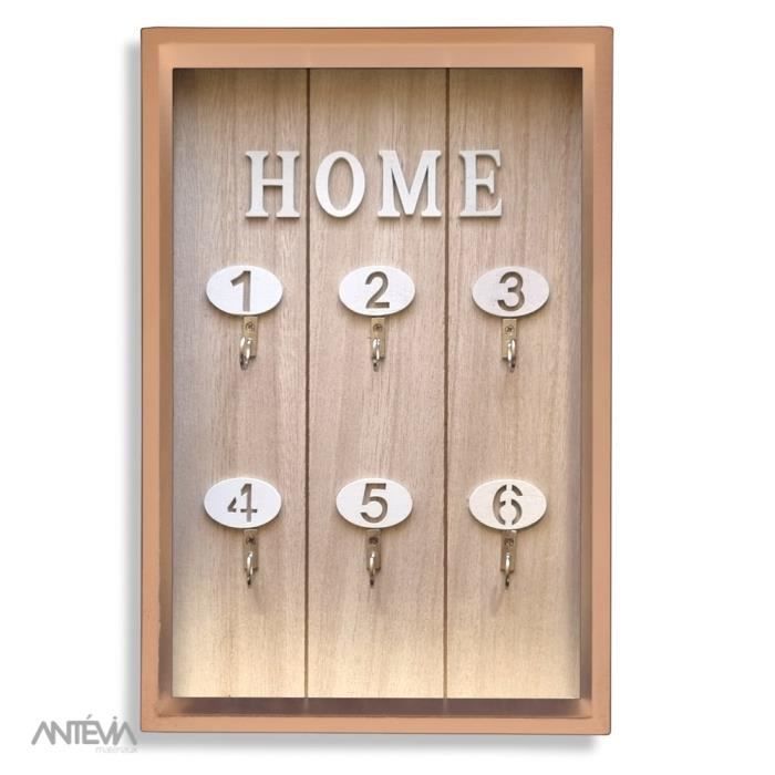 ANTEVIA - Armoire à clés en bois 30 x 20cm beige avec 6 crochets | PLUS ...