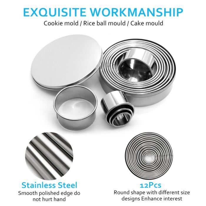 GXU Lot de 12 Emporte-pièces Rond 3-12cm en Acier Inoxydable pour ...