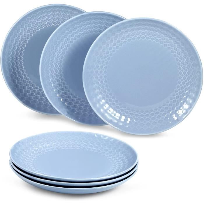 Assiettes Plates Porcelaine 6 pièces10" Grande Assiette à Dinner Bleu ...