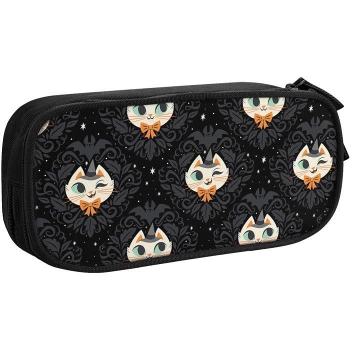 Trousse À Crayons Avec Motif Chat D'Halloween - Grande Capacité - Pour ...