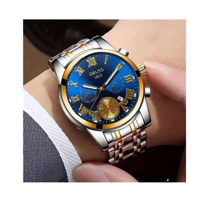 Montre - Oruss - 1853 - Étanche - Lumineuse - Acier argenté / doré ...