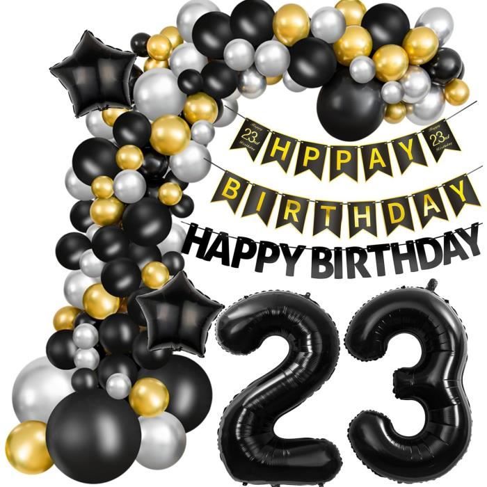 Arche Ballons 23 Ans Anniversaire Homme Décoration Noir Argent Or Arche ...