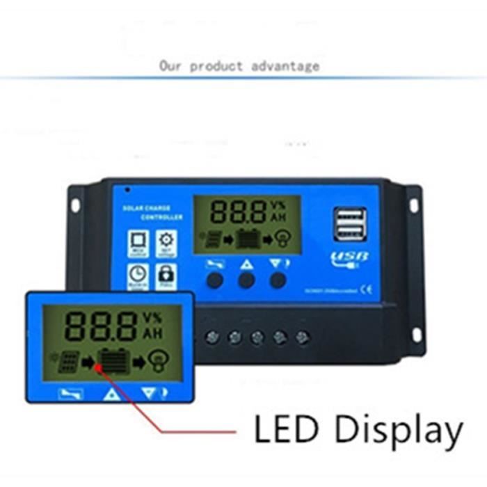 50A - Panneau solaire PWM 10-20-30-40-50A, haute qualité, régulateur de Charge de batterie, 12 ...