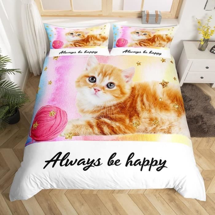 Chat Marbre Coloré Parure De Lit 140X200Cm Pet Cats Parure Housse De ...