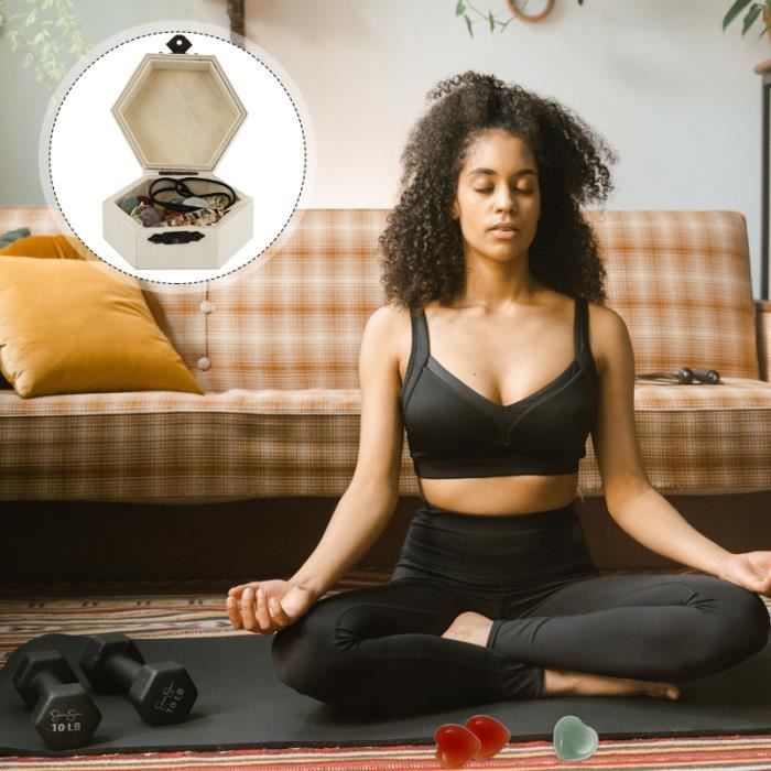1set Natural Chakra Cube Stones Energy Stones Gemonestones Chakra Meditation avec boîte en bois ...