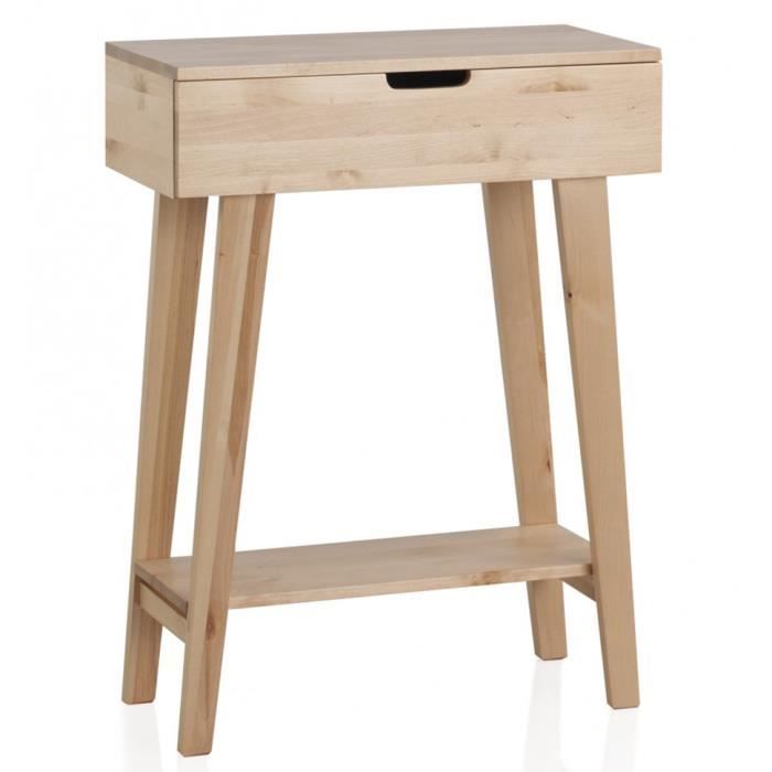 Console, table d'appoint en bois de bouleau massif coloris naturel ...