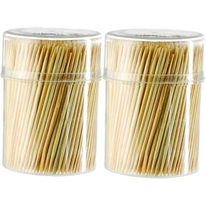 .- 1000 Cure Dents en Bois-Lot de 2 Boîte de 500 Pièce- Usage Quotidien ...