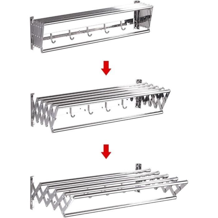 Séchoir À Linge Pliable Fixé Au Mur Étendoir Porte Serviette Airer ...