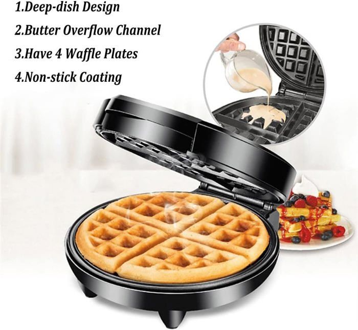 Gaufrier Belge Rond Gaufrier Rond Antiadhsif 4 Tranches Machine Gaufres ...