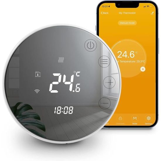 Thermostat intelligent Beok Tuya pour chauffage électrique - Wifi - Programmable - Contrôle ...