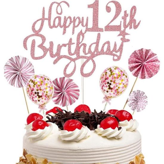 Cake Topper 12 Ans Anniversaire Fille, Decoration De Gâteau Toppers ...