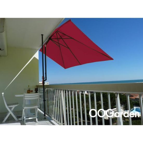 Parasol de balcon rectangulaire LEO framboise - Cdiscount Jardin