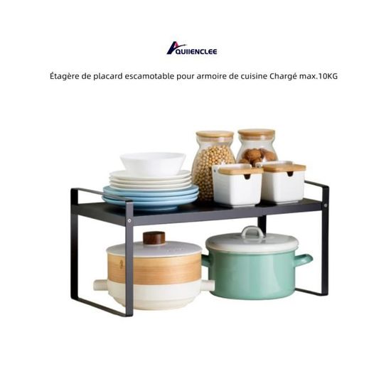 Étagère de placard escamotable pour armoire de cuisine Noir 36-60 x 21 ...