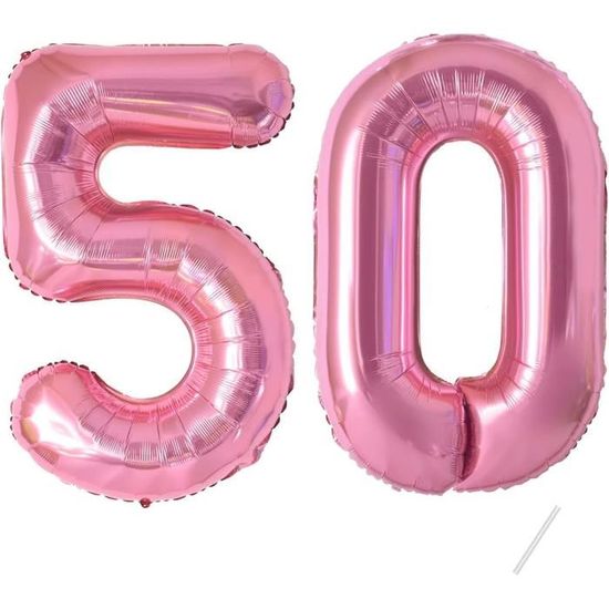 Ballons Anniversaire 50 Rose 100Cm Ballon Chiffre 50 Numéro 50 Happy ...