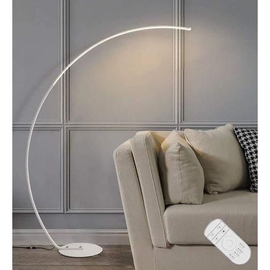 Lampadaire À Arc Led Salon, Lampadaire Sur Pied Led 25W Dimmable Avec Télécommande, Lampe De ...