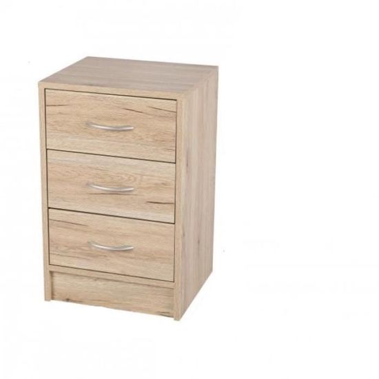 Commode 3 tiroirs Rangement Meuble de Chambre à Coucher Séjour ...