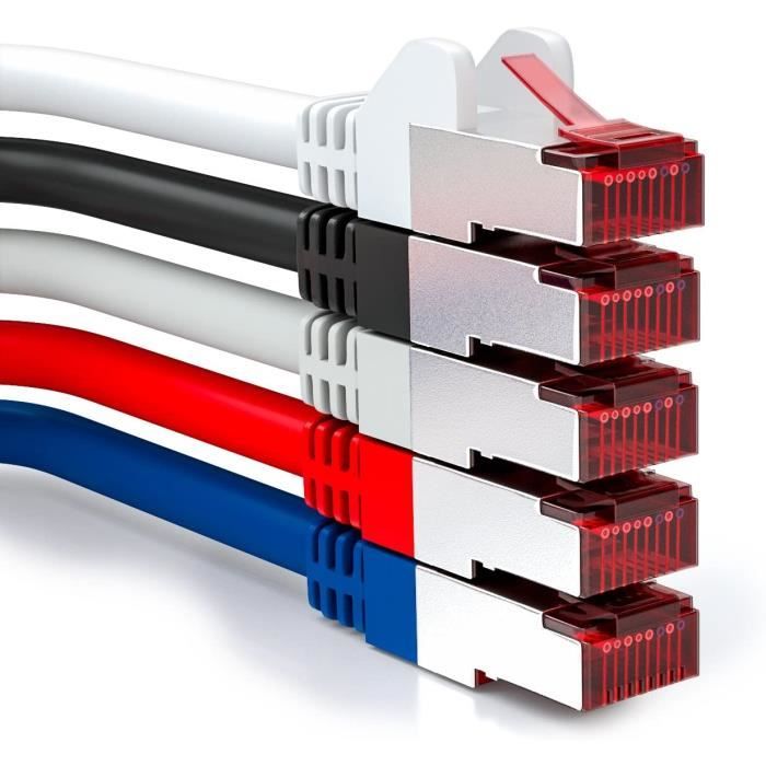 5x 2m câble patch cat6 pimf s ftp un blindage cat-6 rj45 câble réseau ...