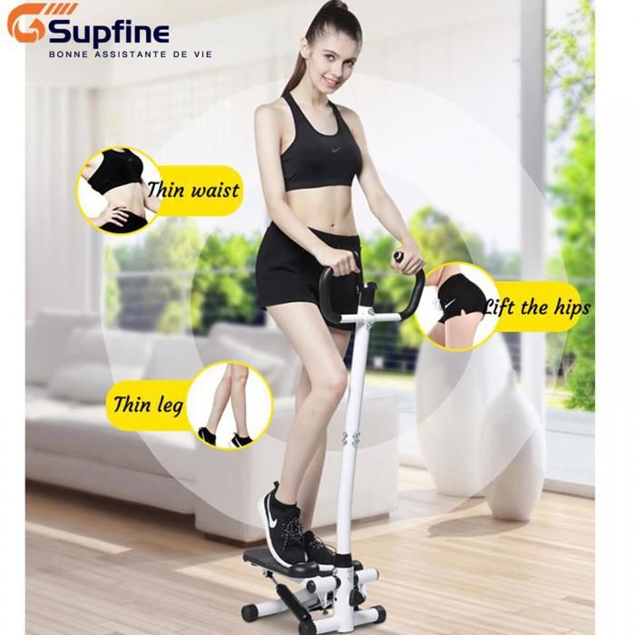 SUPFINE Stepper fitness pliable Slim avec poignées Nordic Walking avec Extenseurs, Résistance ...