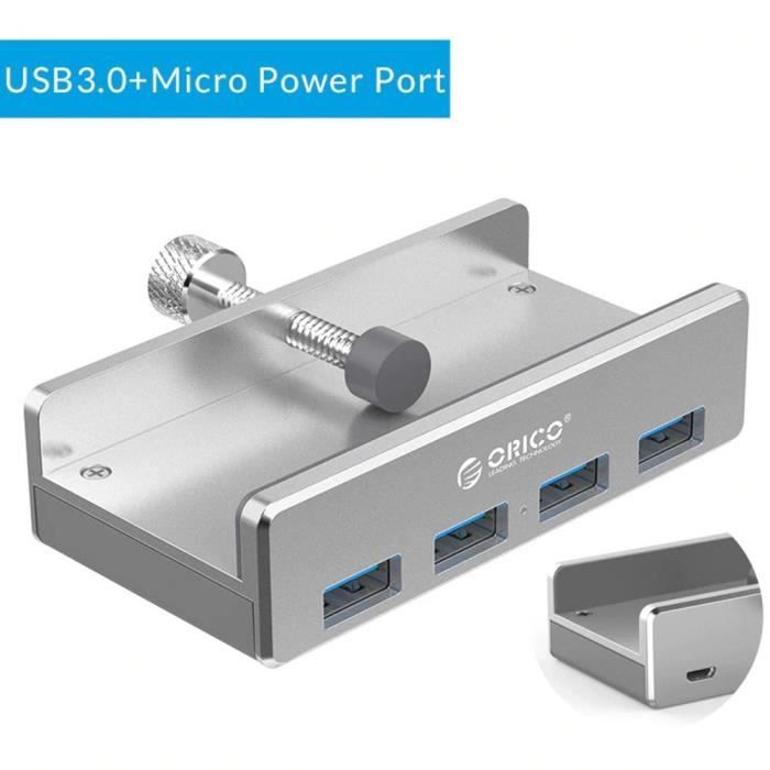 Modèle de port de puissance - MH4PU USB 3.0 HUB en aluminium 4 Ports type Clip adaptateur ...