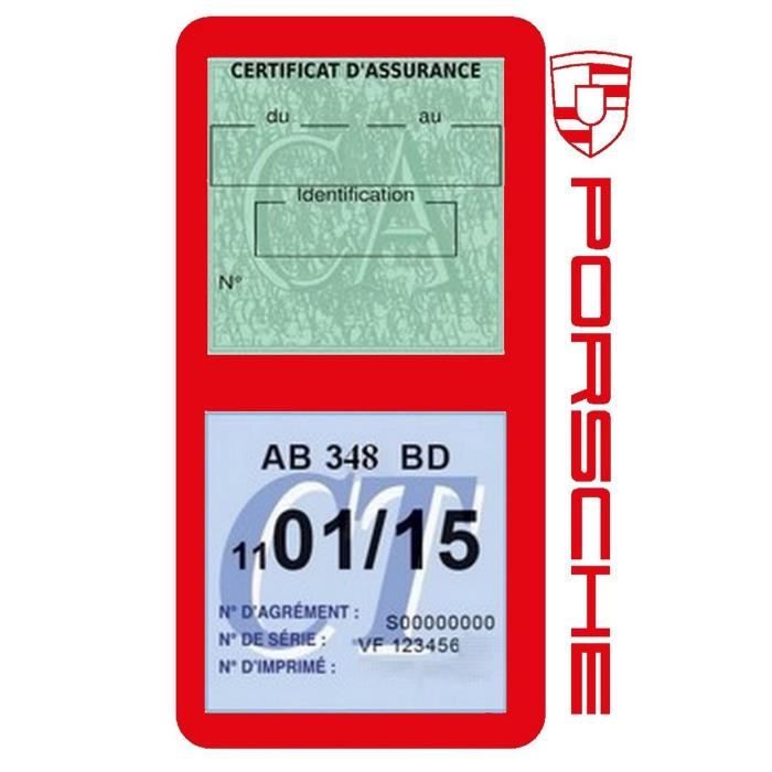 PORSCHE VD53 ROUGE POCHETTE ETUI VIGNETTE ASSURANCE VOITURE ET CONTROLE ...