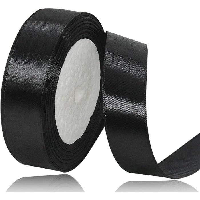 Ruban De Satin Noir 20Mm X 22M, Ruban Satinée Pour Emballage Cadeau ...