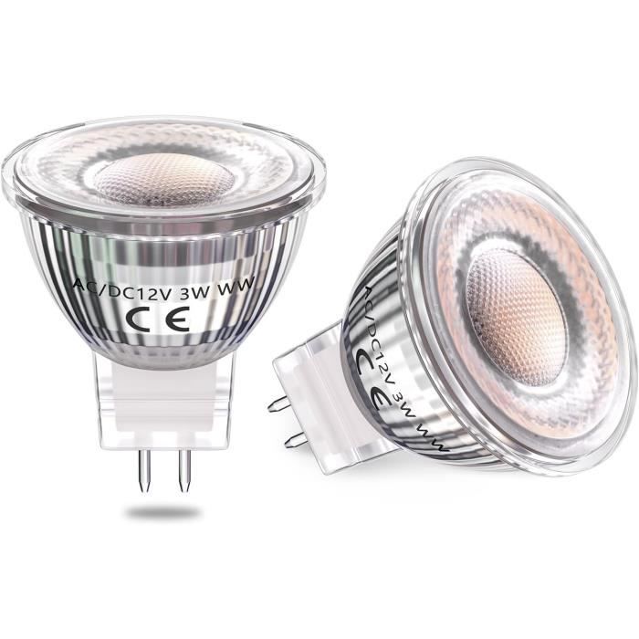 Ampoules LED MR11 GU4 3W 12V Blanc Chaud 3000K Bi-Pin GU4.0 Ampoule Spot pour Éclairage de piste ...