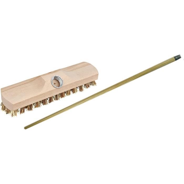 Balai en bois avec poils | Balai avec filetage et tige en bois | Brosse à récurer Union | Brosse ...