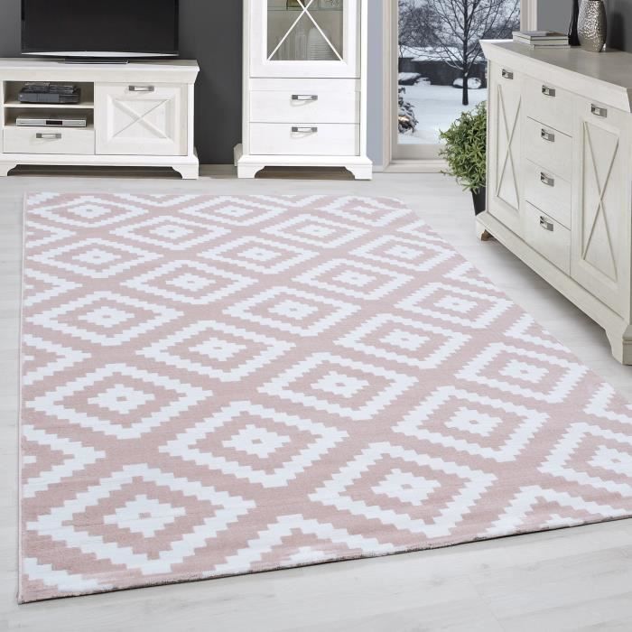 Tapis - Design Moderne - Salon - Géométrique - Motif Rugueux - Courts ...