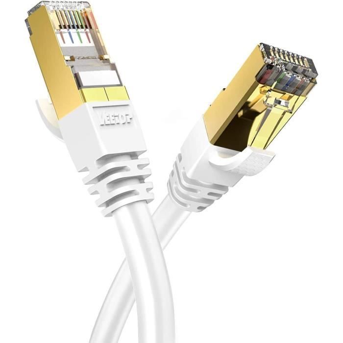 Câble Ethernet 25M Cat 8 Lan Rj45, Câble Réseau Sftp Vitesse 40 Gbps ...