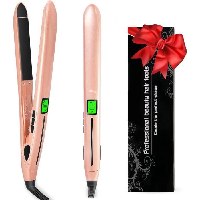 Lisseur Cheveux Professionnel, Fer À Lisser 2 En 1, Plaques De Céramique Tourmaline Avec Écran ...