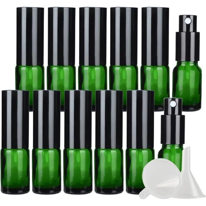 12 Pièces Flacon Spray Vide Verre Vert 10Ml Flacon Pulvérisateur En ...