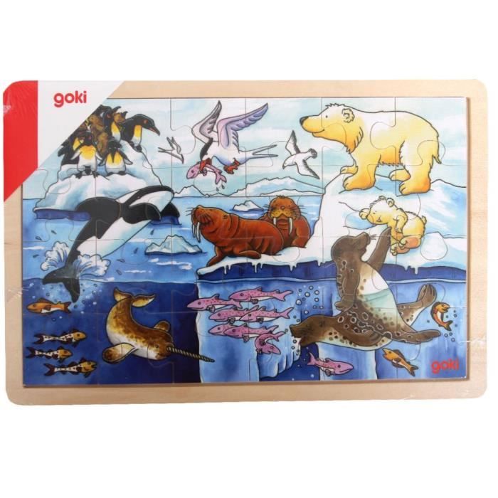 Puzzle Animaux Polaires en Bois - GOKI - 24 pièces - Pour Enfant de 3 ...