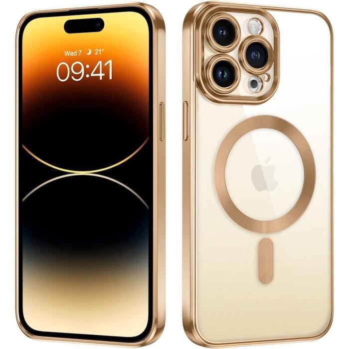 Coque MagSafe pour iPhone 15 pro max avec Bords Chromés et Caméra Protégée or - Cdiscount Téléphonie