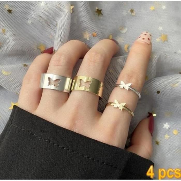 BAGUE - ANNEAU Bagues papillon en or à la mode pour femmes hommes ...