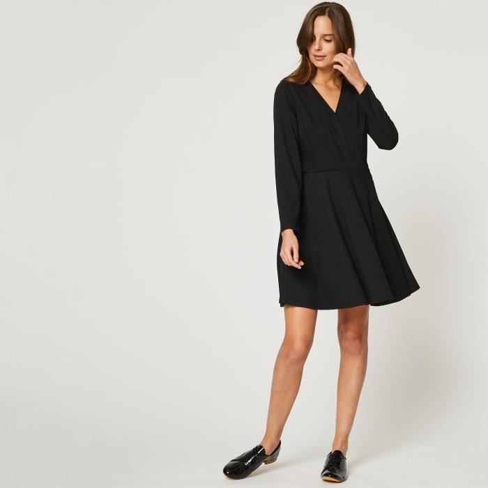 Robe croisée manches longues Noir - Cdiscount Prêt-à-Porter
