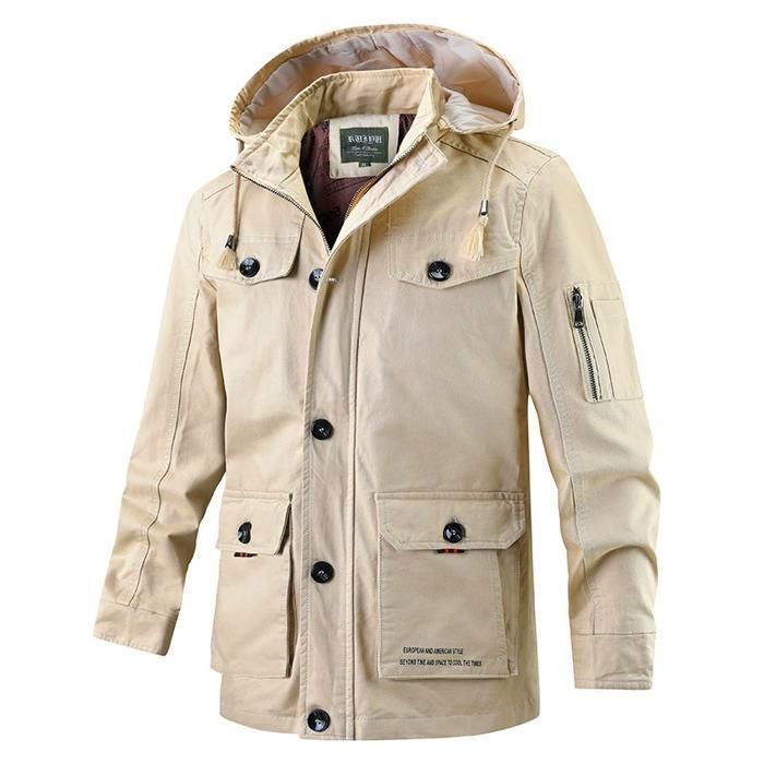 Funmoon Veste Homme Marque Luxe à capuche uni coton de col standup ...