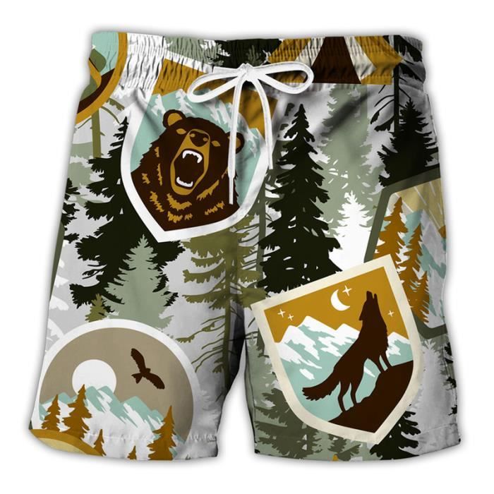 Short Homme Imprimé 3D Fashion Été Short De Plage Homme Doublure Filet ...