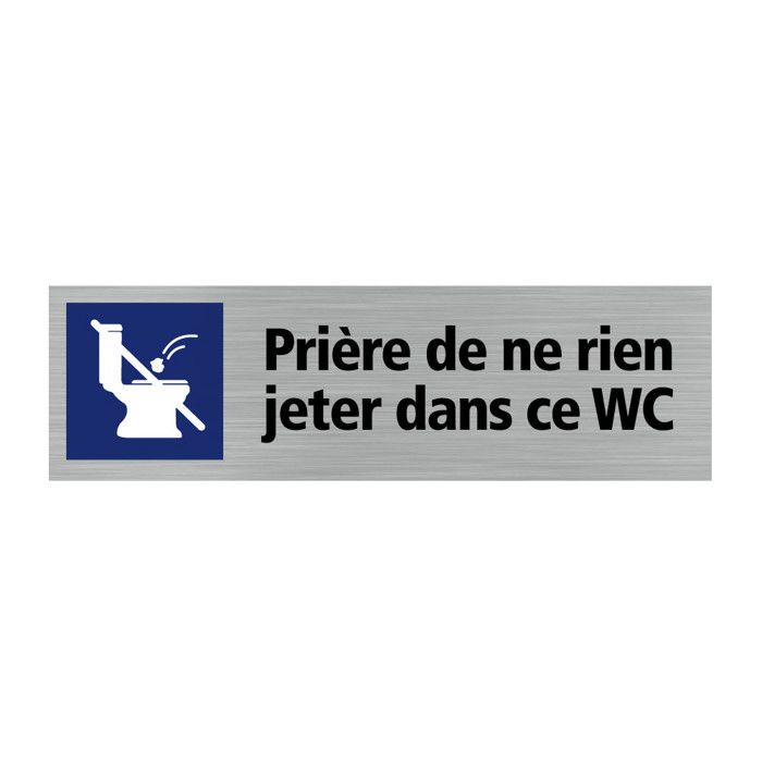 Pictogramme NE RIEN JETER DANS CE WC (Q0129) Adhésif Aspect Aluminium ...