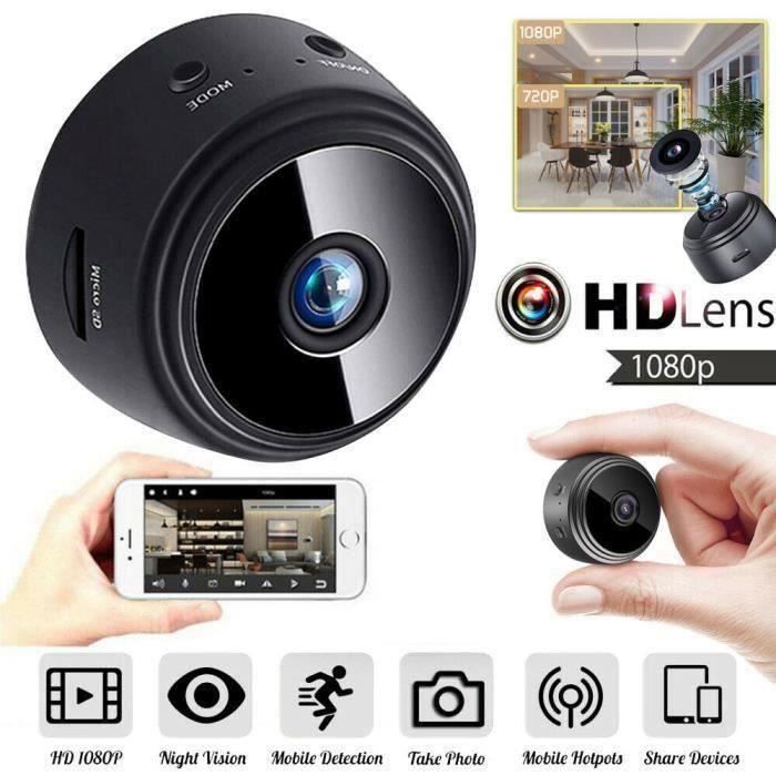 Happy-CAMERA DE SURVEILLANCE Mini caméra espion IP sans fil WiFi HD ...