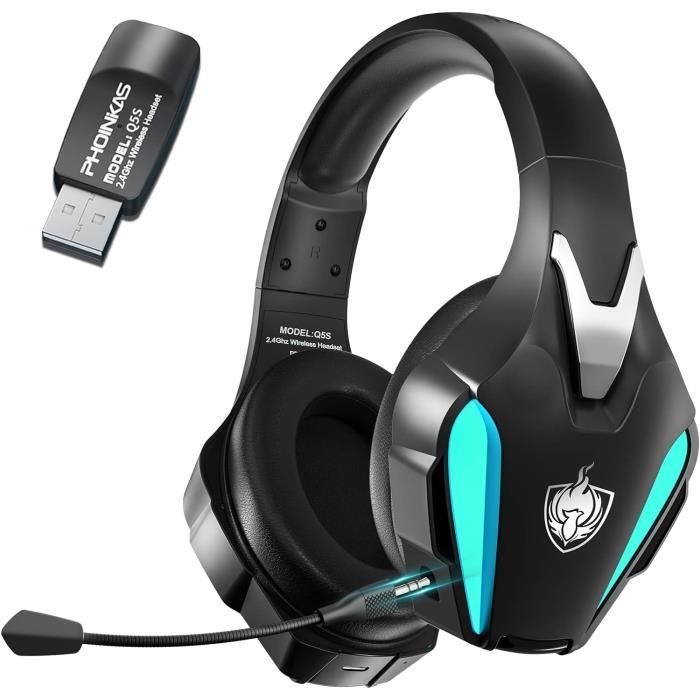 Casque Gaming sans Fil pour PS5 PC PS4, Son Surround 7.1 Casque Gamer ...