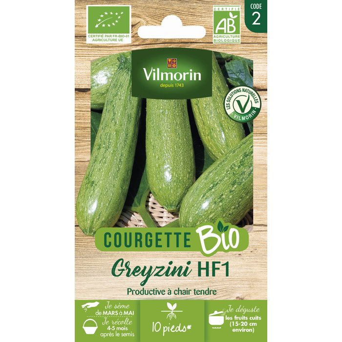 Graines - Vilmorin - Courgette Greyzini - BIO - Cdiscount Jardin
