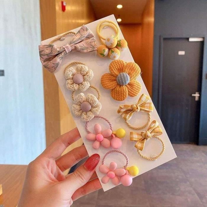 CO04651-BAVOIR.Lot de 10 pièces d'élastiques à cheveux pour filles. chouchous. petits chouchous ...