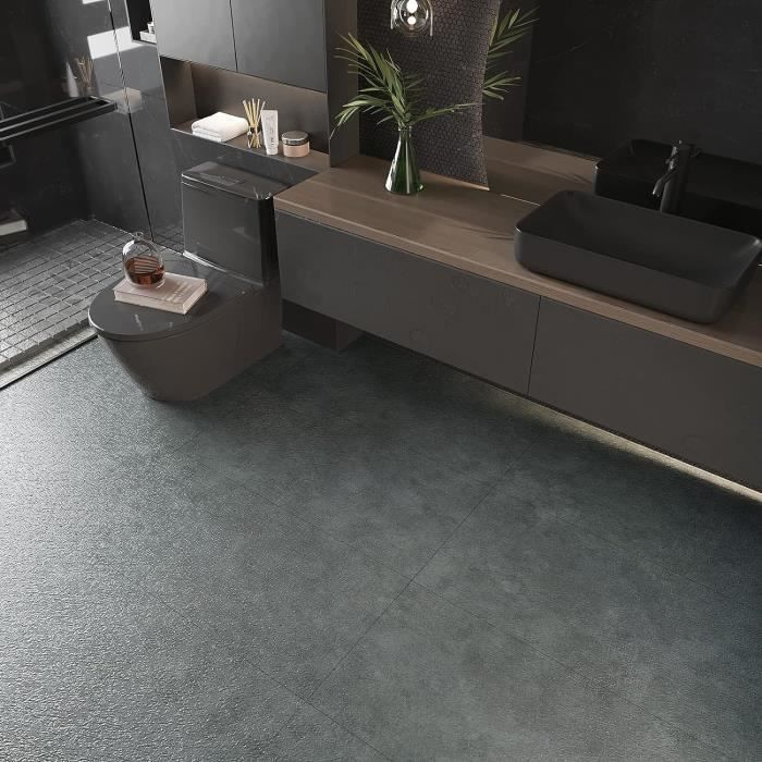 Dalle Pvc Adhesive Sol Effet Béton Gris Autocollant De Sol Auto-Adhésif ...