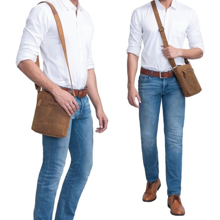'Aspen' Sacoche Homme Bandoulière Cuir Vintage Petit Sac Message ...