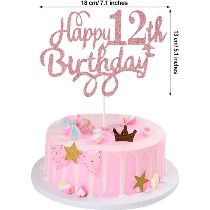 Cake Topper 12 Ans Anniversaire Fille, Decoration De Gâteau Toppers ...